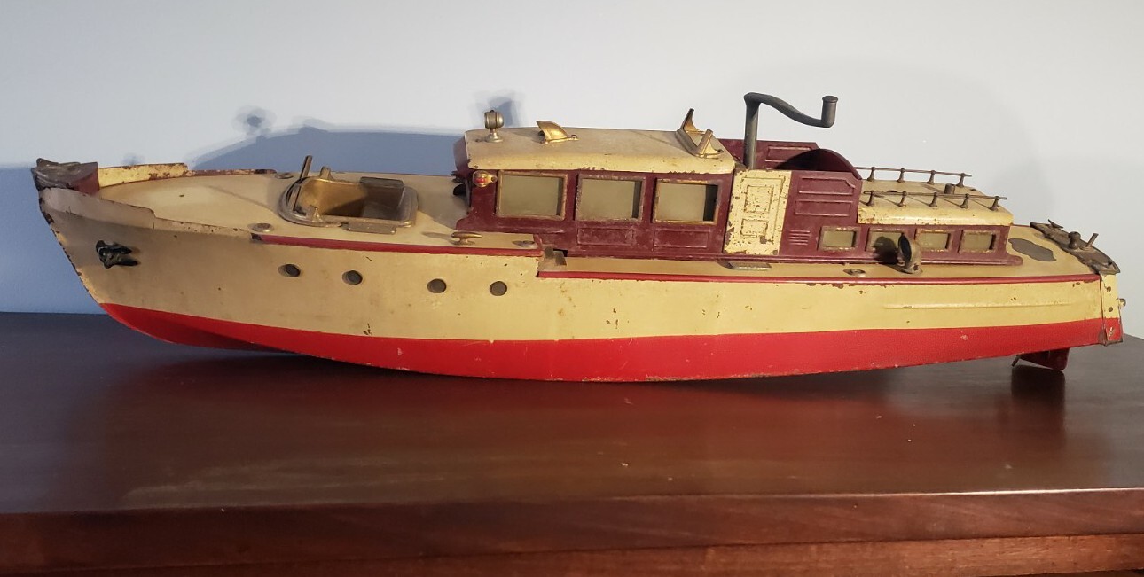 Toy Orkin Craft boat Wind-up Clockwork Original 1930s Model Calwis ...