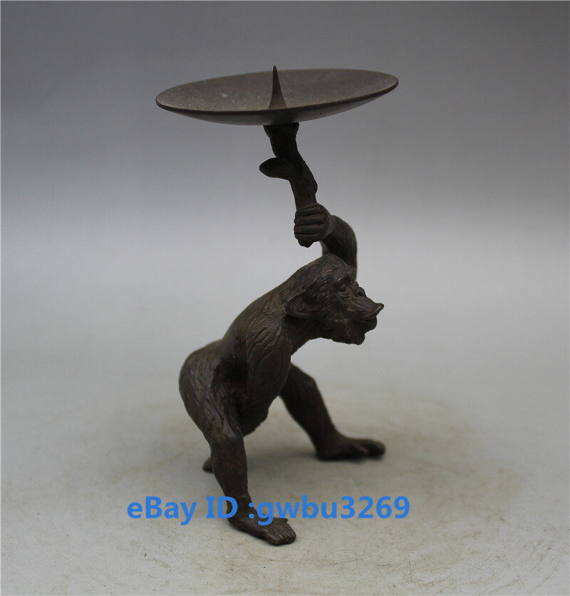 Rare old Chinese bronze Handwork carved Monkey Candlestick 21610 | eBay
