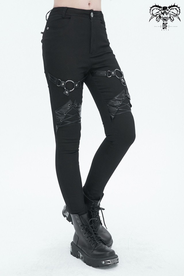 Devil Fashion Women Black Gothic Punk Long Pants Slim Fit Casual ...