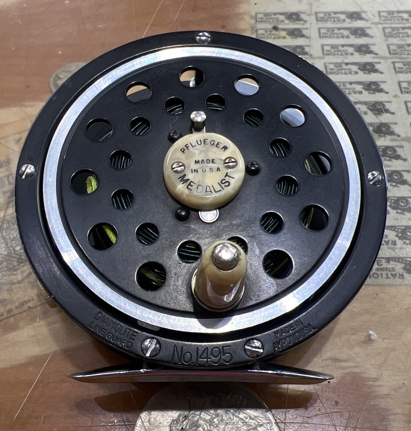 Vtg Pflueger Medalist No. 1495 Fly Reel w/Diamolite Line Guard ...