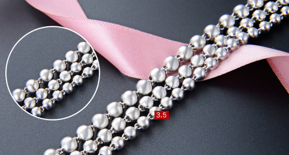 B22 Ball Chain Necklace 925 Sterling Silver 45 cm 18 inch Thickness 3.5 ...
