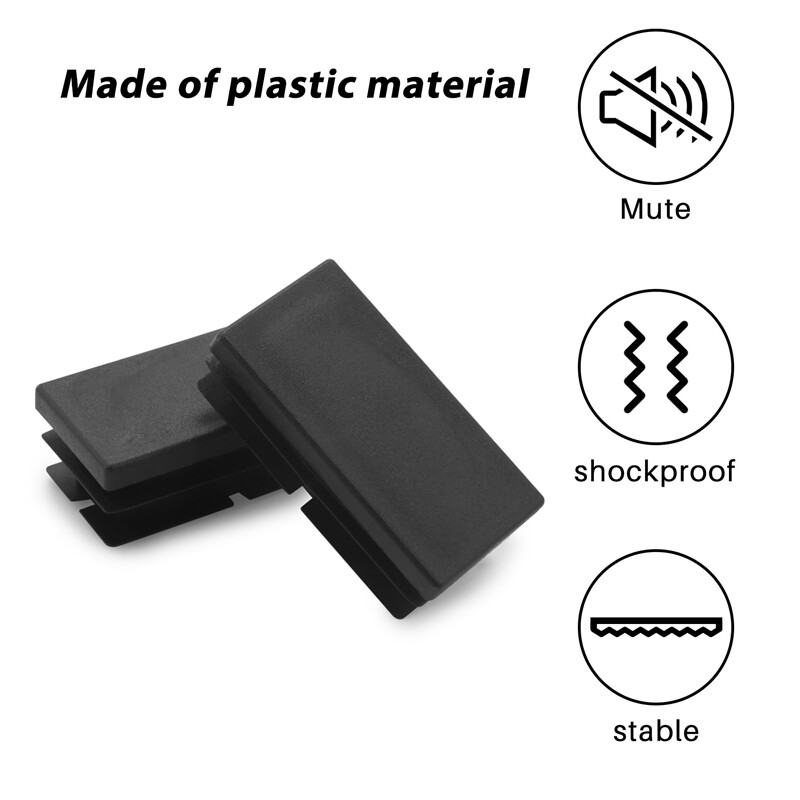8 Pcs Black Plastic Rectangular Blanking End Caps Inserts 20mm x 40mm ...