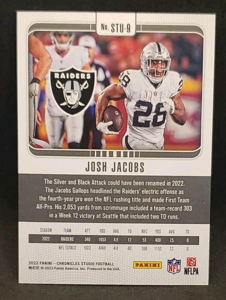 Raiders Josh Jacobs Mint 2022 Panini Studio Pink Parallel /199 ︎F521 | eBay