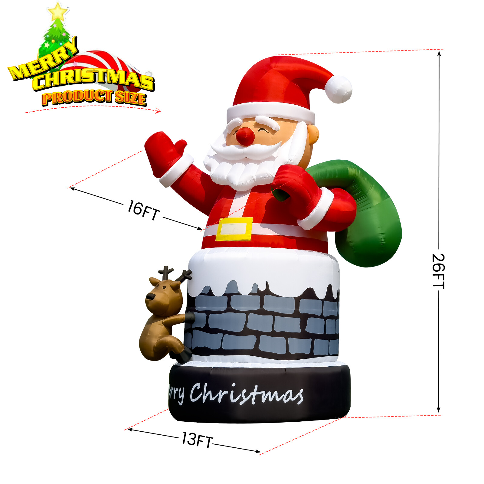 20FT/26FT/33FT Giant Inflatable Santa Claus for Outdoor Xmas Lawn Yard ...