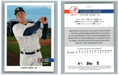 2017 TOPPS ARCHIVES SNAPSHOTS AS-AJ AARON JUDGE YANKEES RC ERROR MINT ...