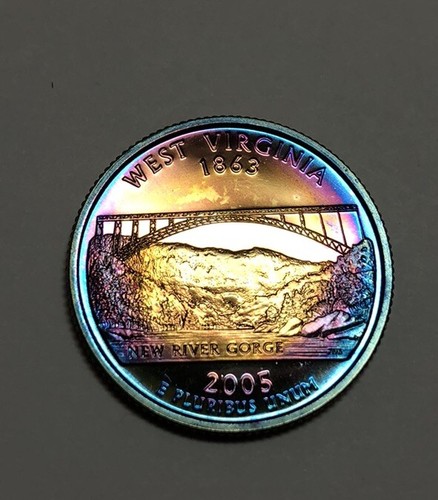 2005 S RAINBOW TONED Proof Quarter (WEST VIRGINIA) | eBay