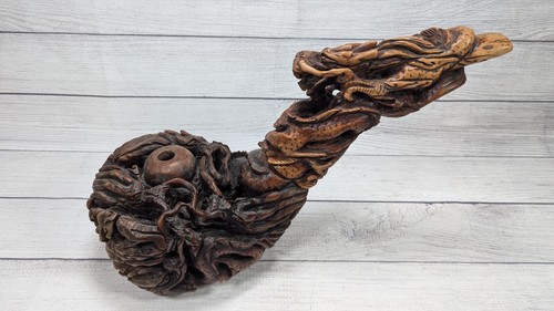 LARGE Hand Carved Dragon Root Ball Wood Tobacco Pipe 22" Long! | eBay