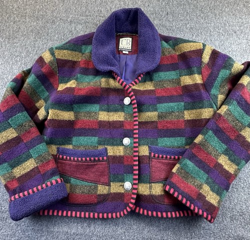 CB Wraps Canvasbacks Blazer Women Small Multicolor Patchwork Wool Jacket Vintage | eBay