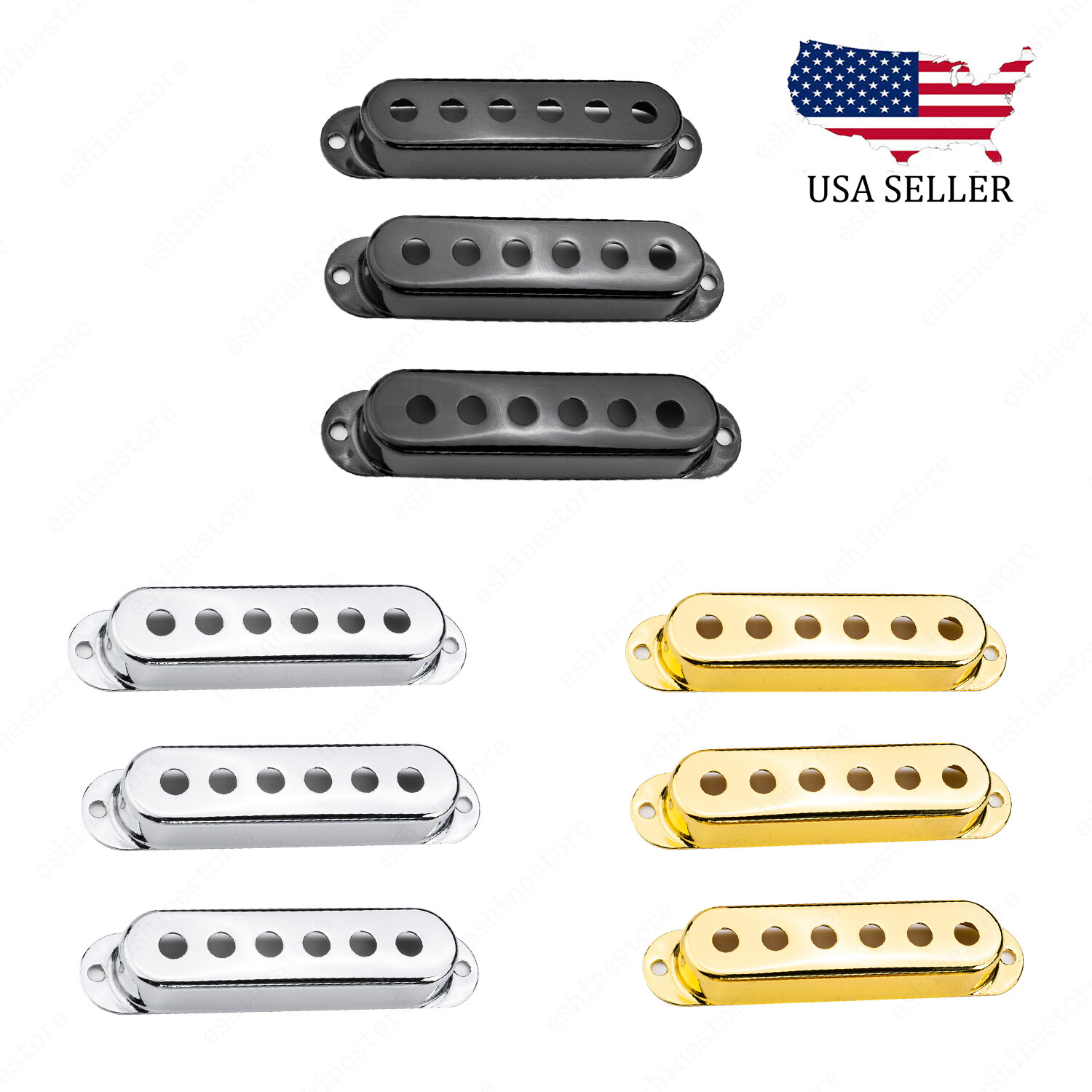 3 Pcs Brass Metal SSS Single Coil Pickup Covers For Fender SQ Strat 3 ...