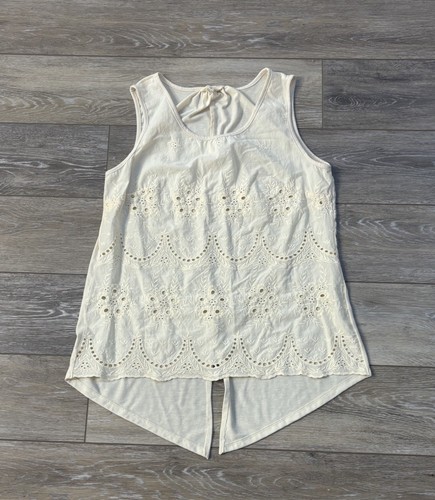 Adiva Tank Top Women’s Sz M Cream Sleeveless Eyelet Cottagecore Boho ...