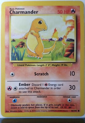 Charmander 46/102 - LP - Base Set Pokemon Card - $2 Combined Shipping ...