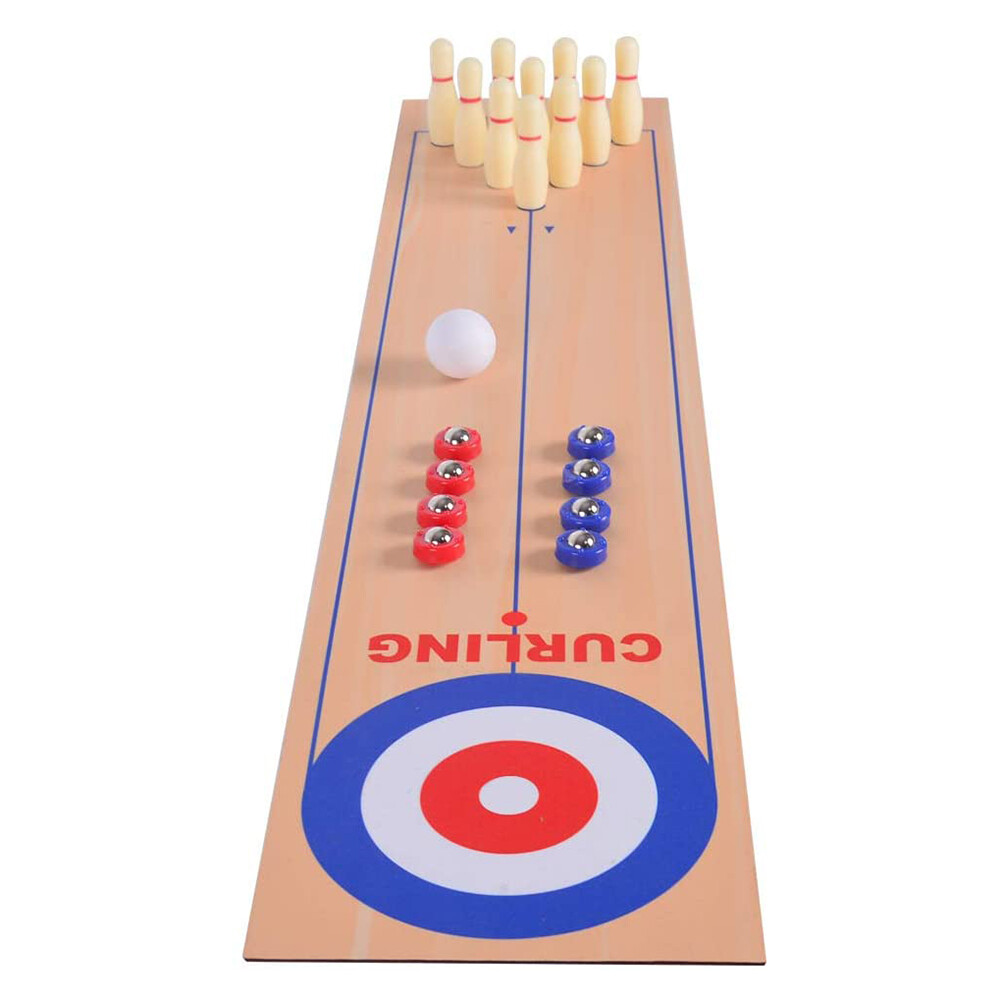 (Assorted Color) 3 In 1 Table Shuffleboard Bowling Curling Game Set ...