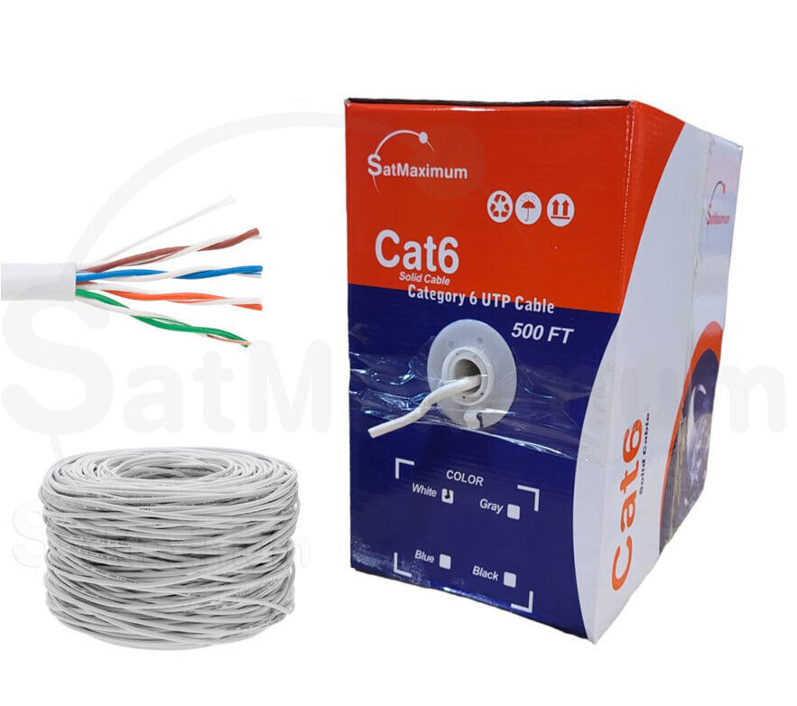 CAT6 UTP 500 Ft Bulk Roll Ethernet Network Cable 23AWG CCA Solid Wire ...