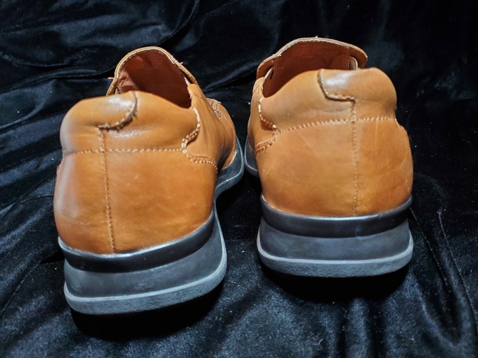 FITZWELL Men's Brown Leather Slip On Loafer Shoes Square Toe SZ 10 M | eBay