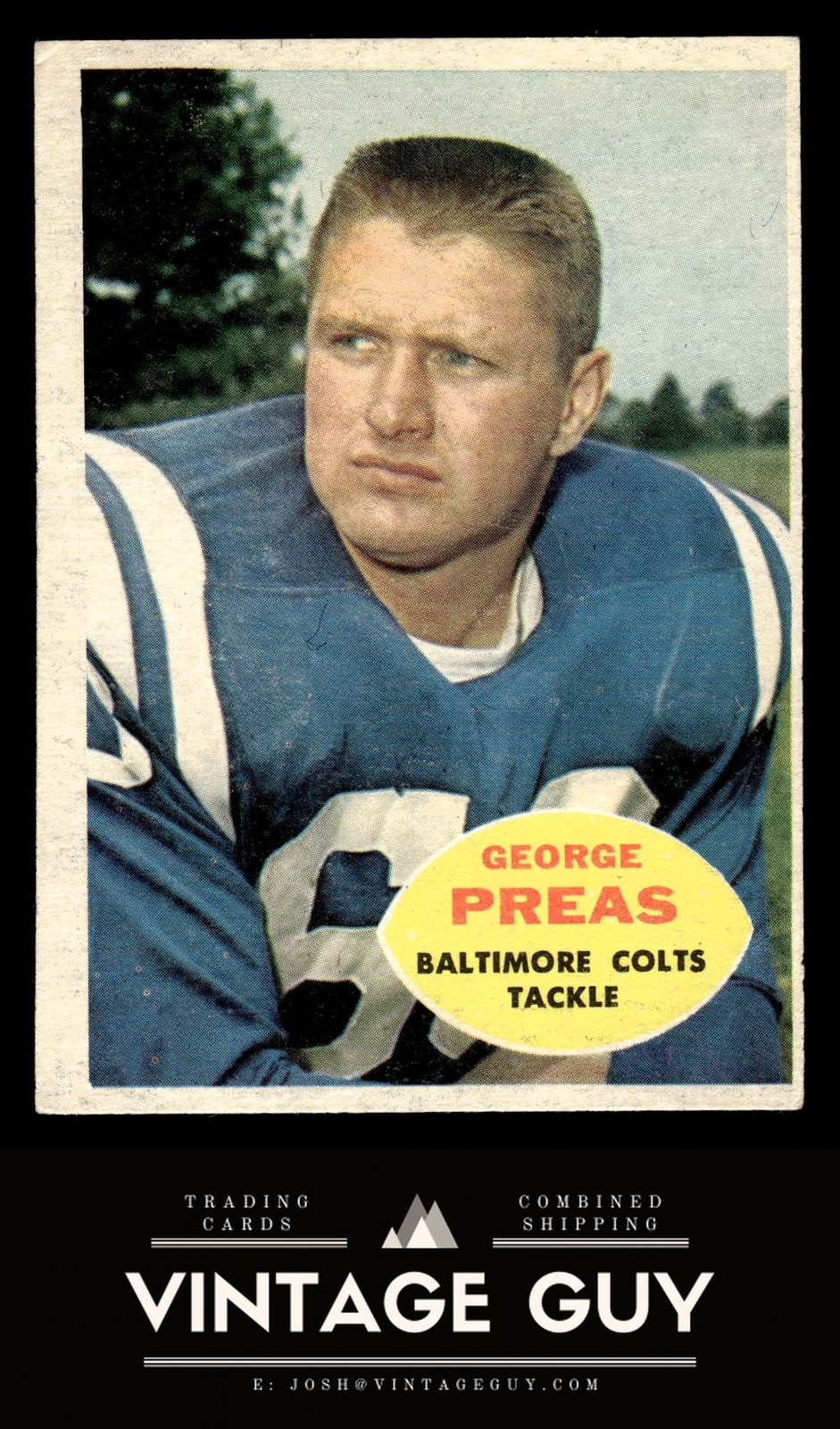1960 Topps #6 George Preas RC Vintage Baltimore Colts Football Card | eBay