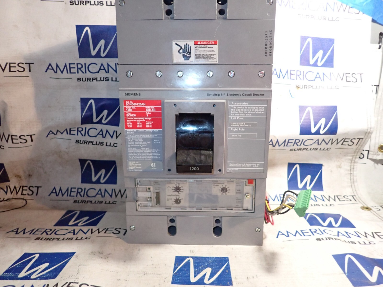 SIEMENS SCND69120AH 1200 amp 65kA@480v LI 600v Circuit Breaker -TESTED ...