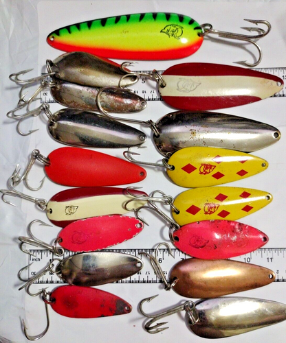 16 Dardevle Spoons Trout Salmon Muskie Fishing Lures Trolling Rig Salt ...