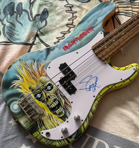 Iron Maiden - Self Titled Signed Autographed Bass Guitar, Steve Harris ...