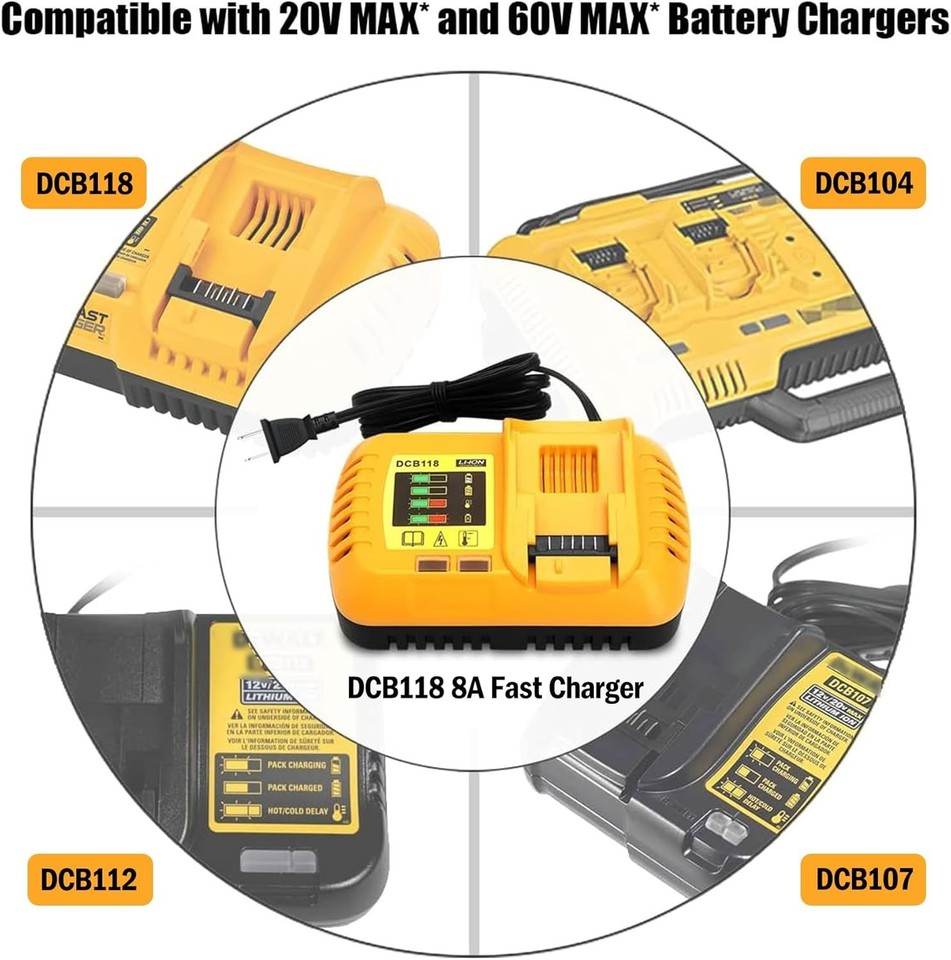 DCB118 Fast Charge For Dewalt 20V/60V Max Lithium-ion Battery Rapid ...