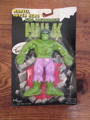 Unopened Marvel Just Toys Twistables Incredible Hulk 1990 Bendable ...