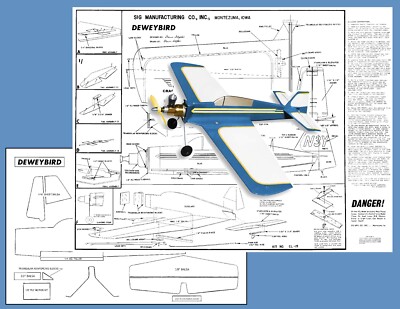 Sig Model Airplane Plans (UC): DEWEYBIRD 22½" Wingspan for .049 Engines ...
