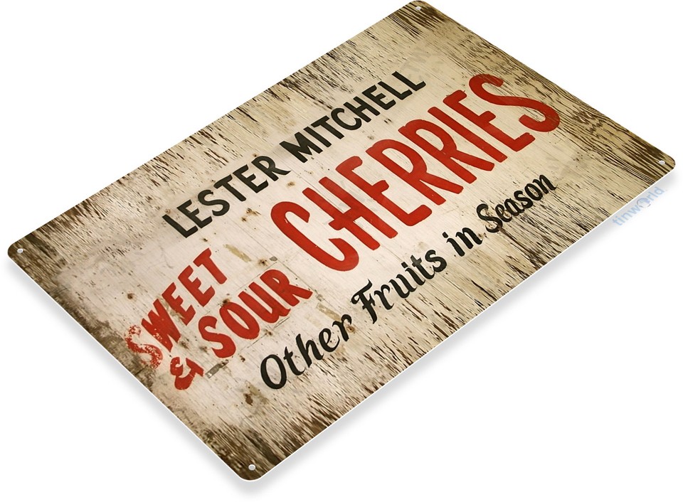 TIN SIGN Sweet Sour Cherries, Kitchen, Cottage, Farm, Market, Metal ...