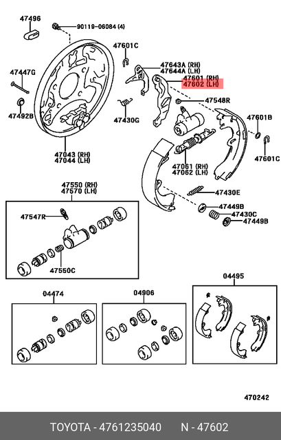 Genuine OE lever parking brake shoe right 4761235040 for TOYOTA 47612 ...