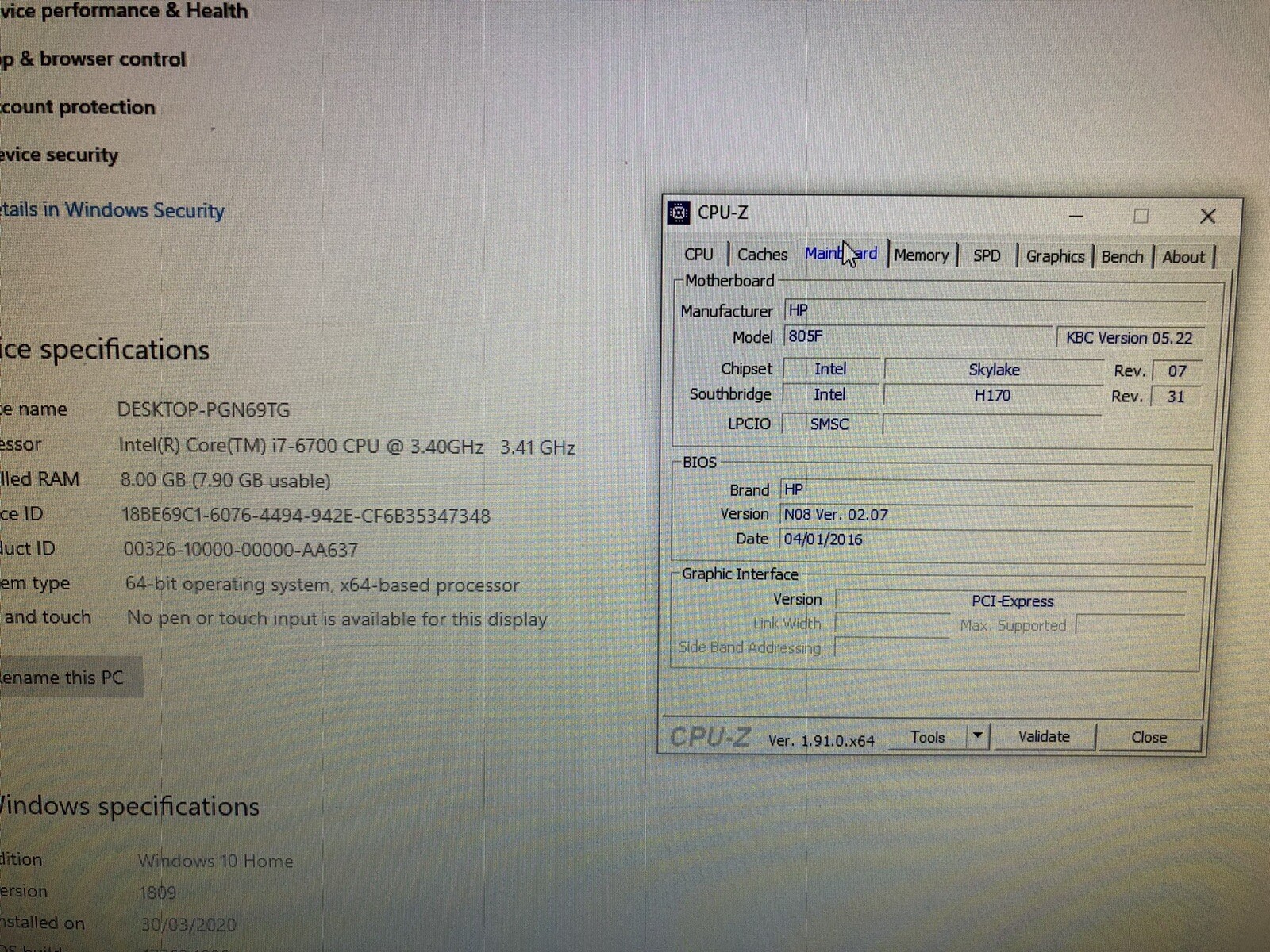 HP MS-7957 VER:1.0 490 G3 MT LGA1151 DDR4 Motherboard 793305-001 793741 ...