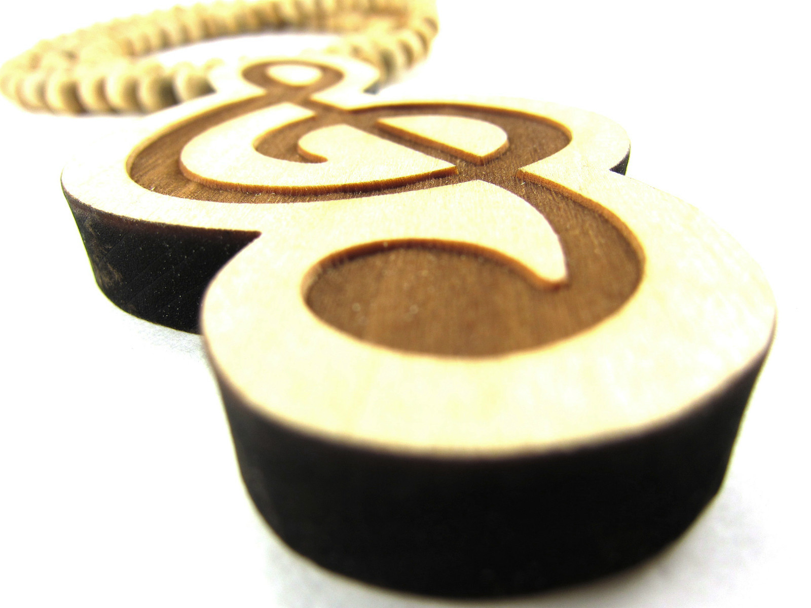 Wooden High Clef Music Note Pendant Piece 36" Chain Necklace All Good ...