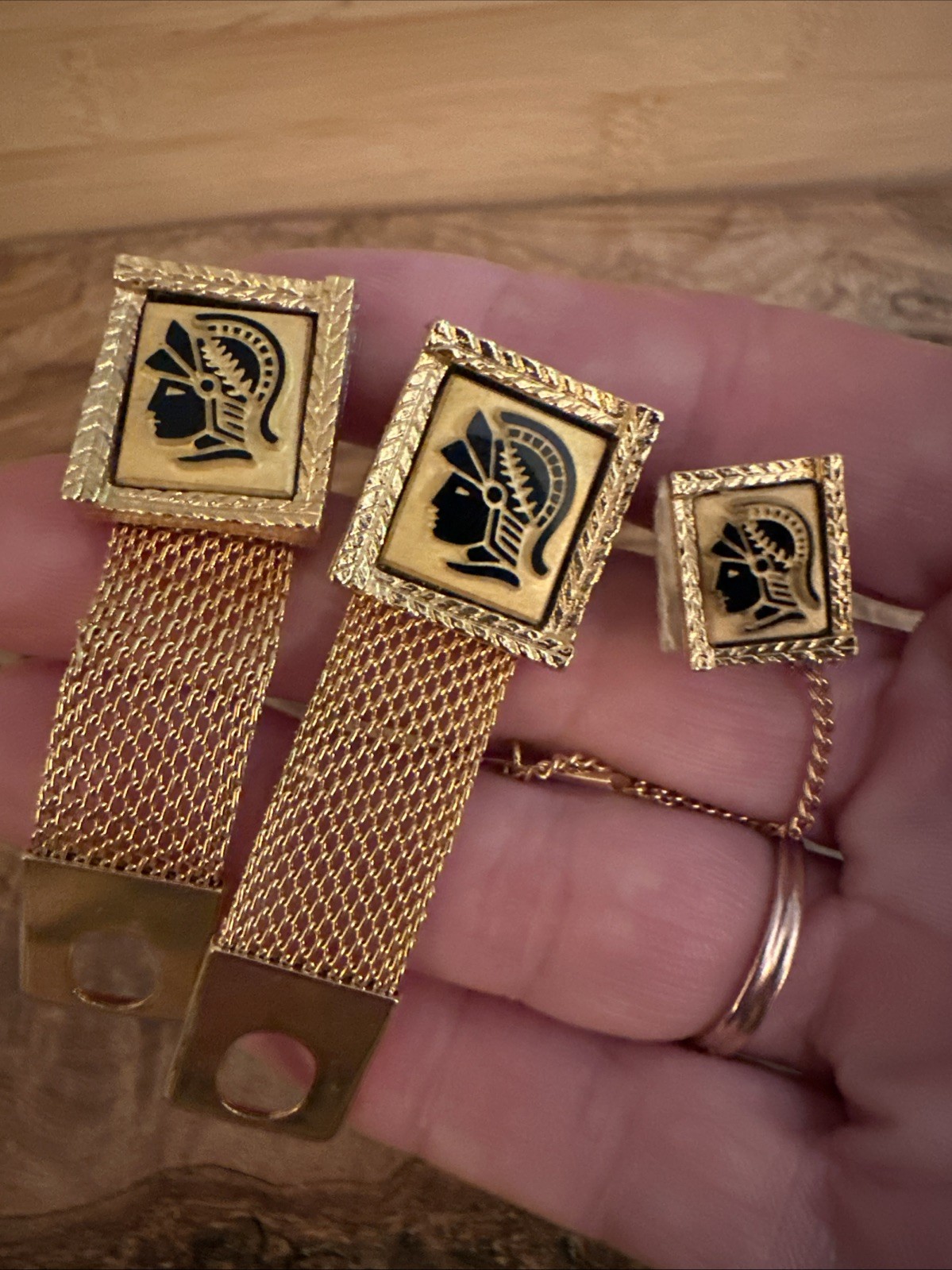 VINTAGE Spartan Centurion ROMAN KNIGHT GOLD TONE CUFF… - Gem