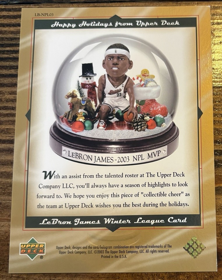 2003 Upper Deck LeBRON JAMES Holiday Season JUMBO LB-NPL03 - Winter ...