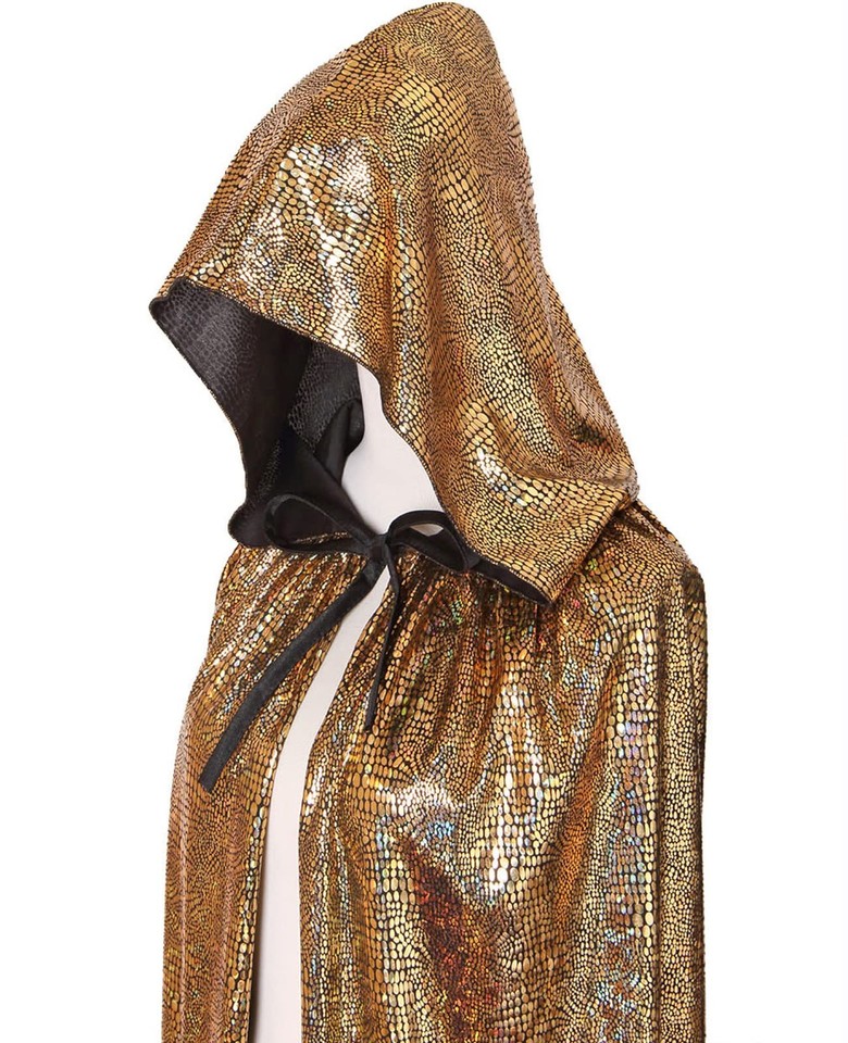 Womens Gold Hooded Cape Halloween Full Length Cloak with Hood Mens ...