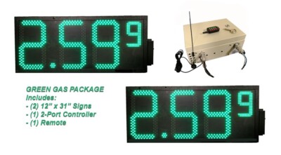 Digital LED Gas Price Sign Green TWO Signs 14"x34" /RF Remote / Full ...