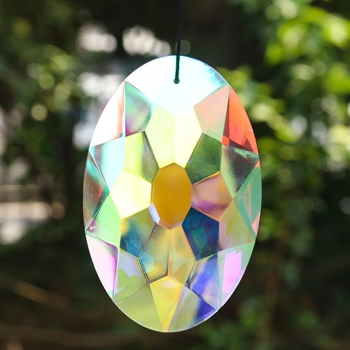 90mm Oval Sparkling Crystal Prism Suncatcher Hanging Rainbow Maker ...