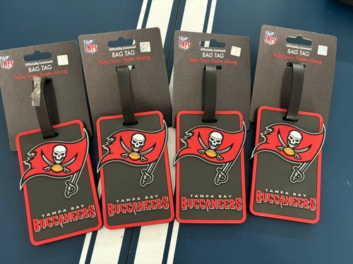 4 BRAND NEW LUGGAGE TAG TAMPA BAY BUCCANEERS NFL IDENTIFICATION RAISED ...