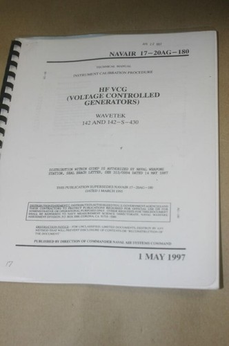 Wavetek HF VCG 142 & 142-S-430 Calibration Instruction Technical Manual ...