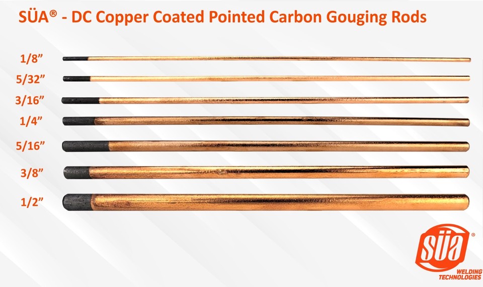 SÜA® - DC Copper Coated Pointed Carbon Gouging Rods - ALL SIZES AND ...