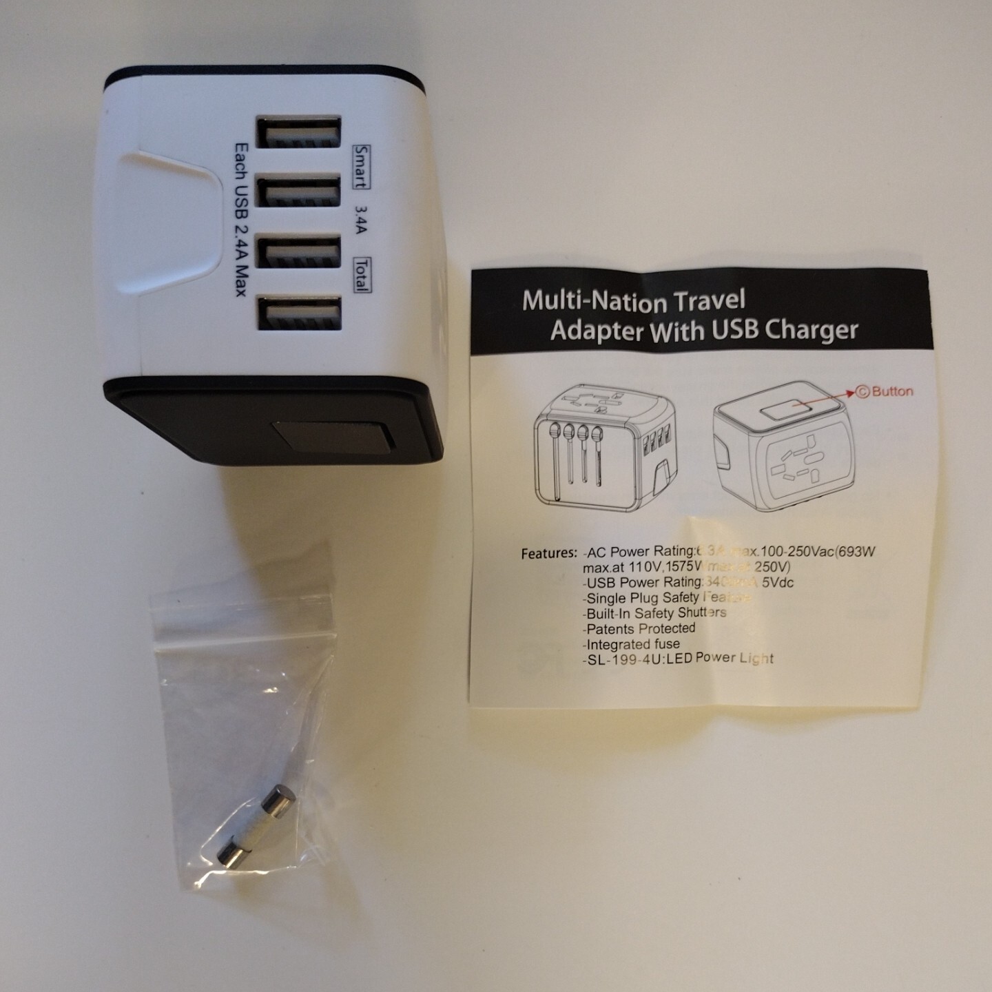Multi-Nation Travel Adapter With USB Charger | eBay