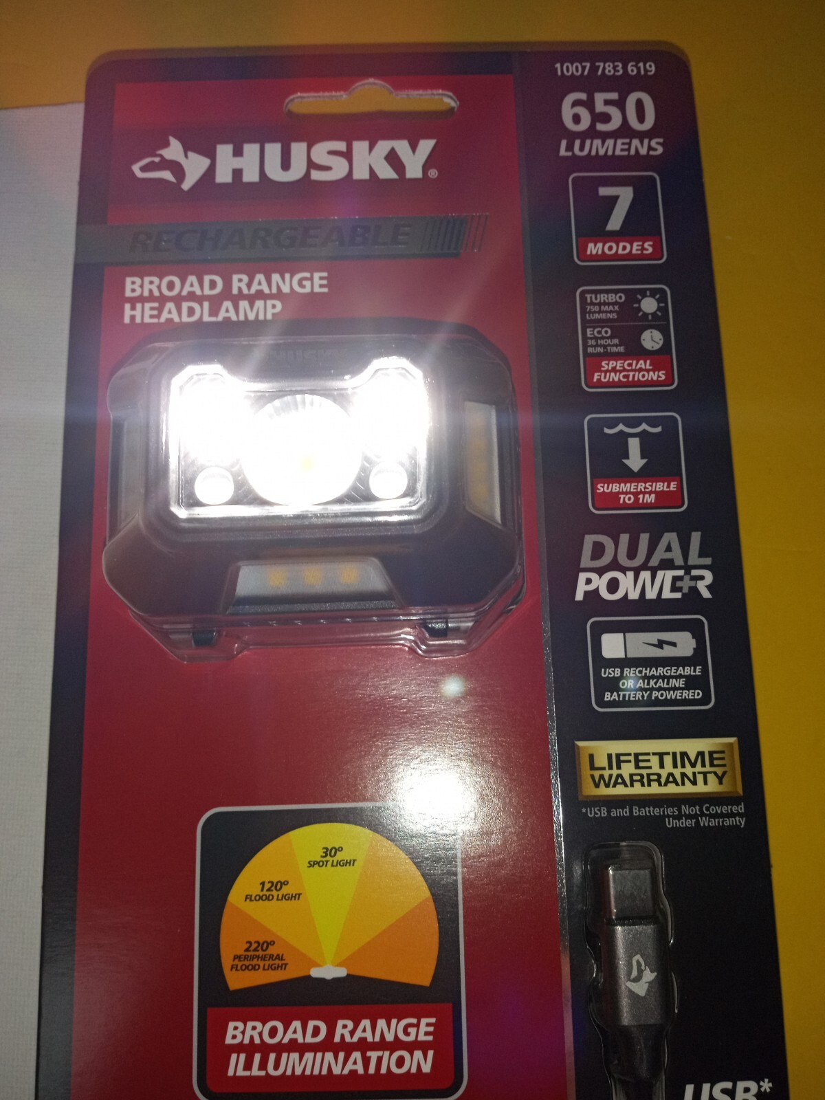 HUSKY RECHARGEABLE DUAL POWER 650 LUMENS LED HEADLAMP #1007 783 619 | eBay