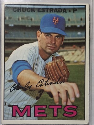 1967 TOPPS BASEBALL NEW YORK METS CHUCK ESTRADA HIGH NUMBER CARD #537 ...