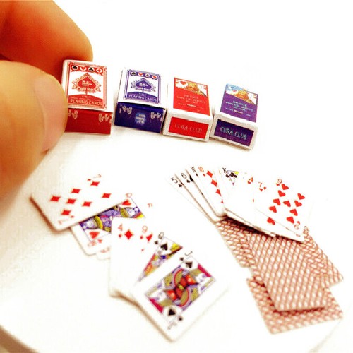 Dollhouse Poker Model Card Deck Set Miniature Playing Cards Accessories ...