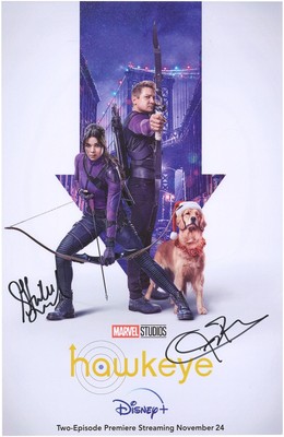 Jeremy Renner & Hailee Steinfeld Hawkeye Autographed 11" x 17" Poster ...