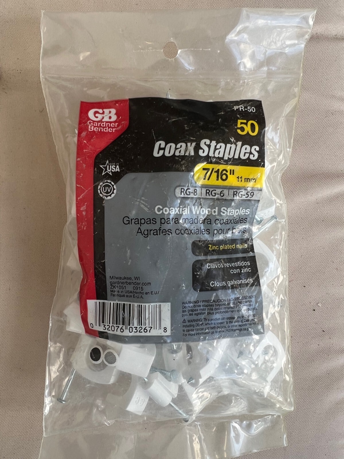Coax Staples Gardner Bender Bag of 50 Coax Staples 7/16" White | eBay