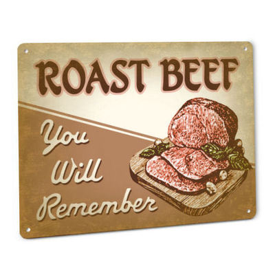 Roast Beef SIGN Food Platter Sliced Hof Brau Buffet Restaurant Kitchen ...