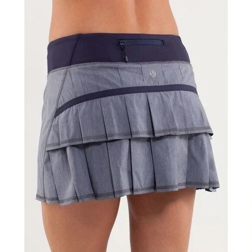 LULULEMON Running PACE SETTER Skirt Skort Gray Ruffle Gym Workout Women ...