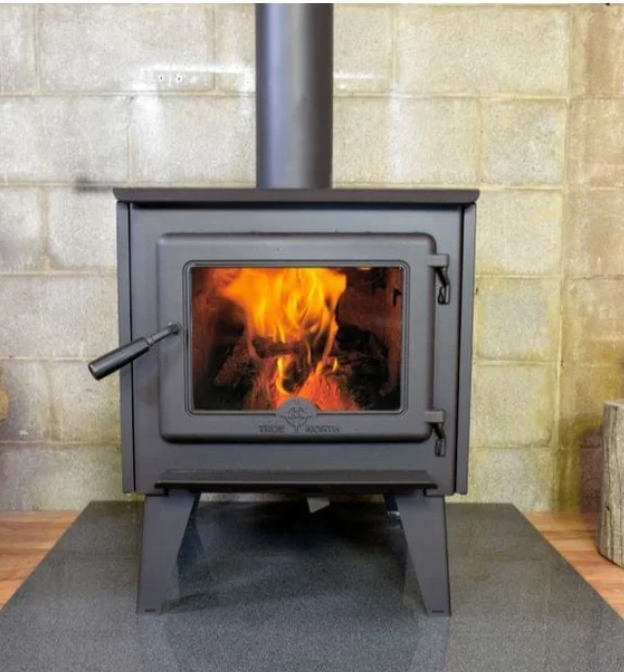 True North TN10 21" Black Vented Wood Burning Stove, w/ Legs, TN10.LEGA ...