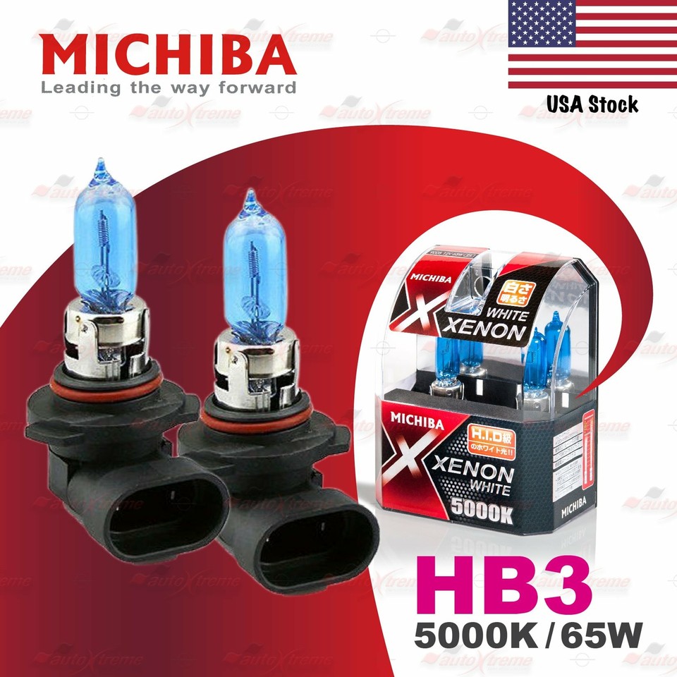 2x MICHIBA 12V Headlight Bulbs 5000K XENON Look WHITE H1 H3 H4 H7 H8 ...