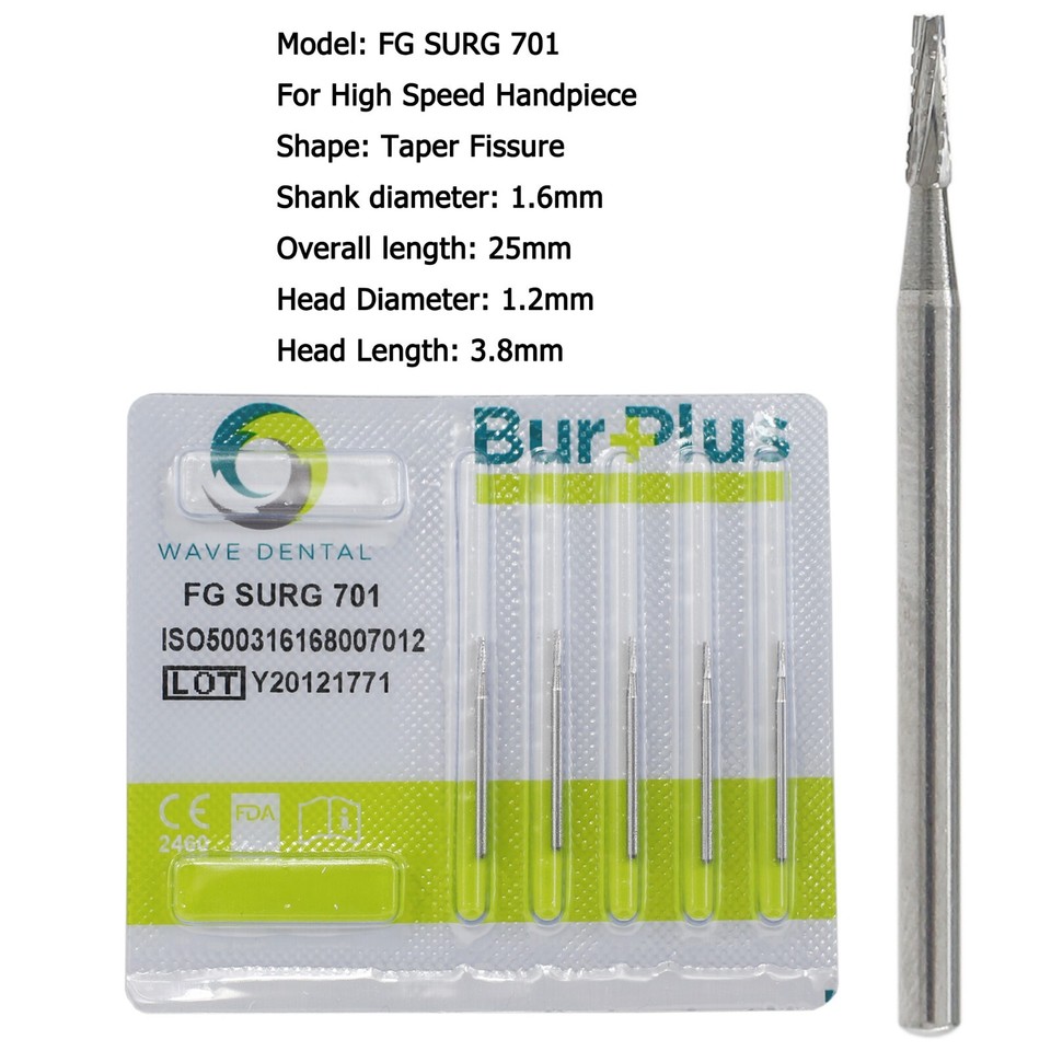 Wave Dental Surgical Length Carbide Burs 557 557L 702 701 558 Long High ...