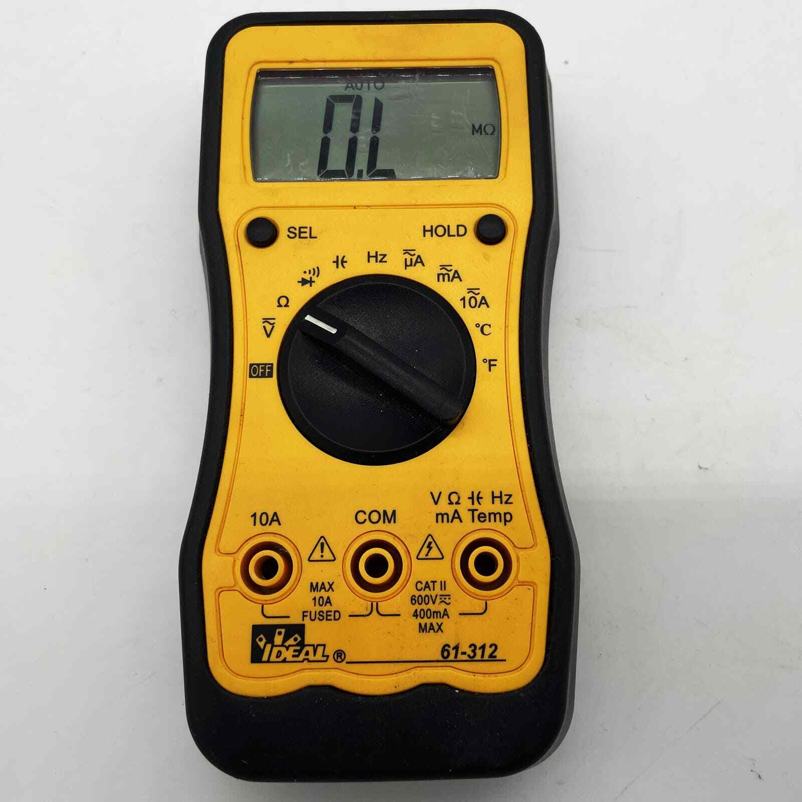 Ideal CAT II Multimeter 600V 400mA Digital LCD Display Probes 61-312 ...