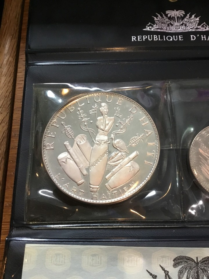 1970 HAITI 3 COIN PROOF SET RARE LOW MINTAGE HEAVY SILVER 25/10/5 ...
